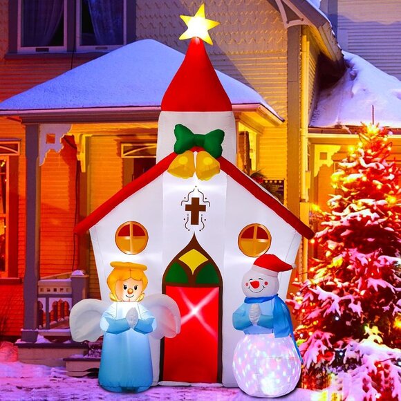 Holiday | New 1 Ft Christmas Inflatable Church With Angel Yard ...